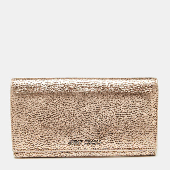 Jimmy Choo | Bags | Jimmy Choo Metallic Rose Gold Leather Flap ...